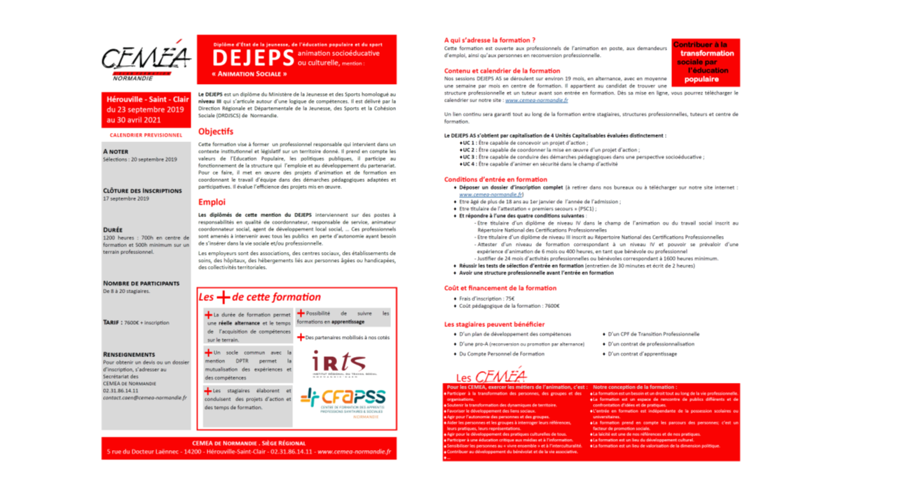 RECRUTEMENT DE JEPS ET BP JEPS !!! - www.cfapss-normandie.com